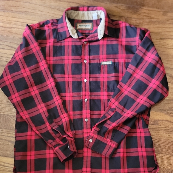 Remington | Shirts | Remington Red And Black Plaid Casual Button Down ...